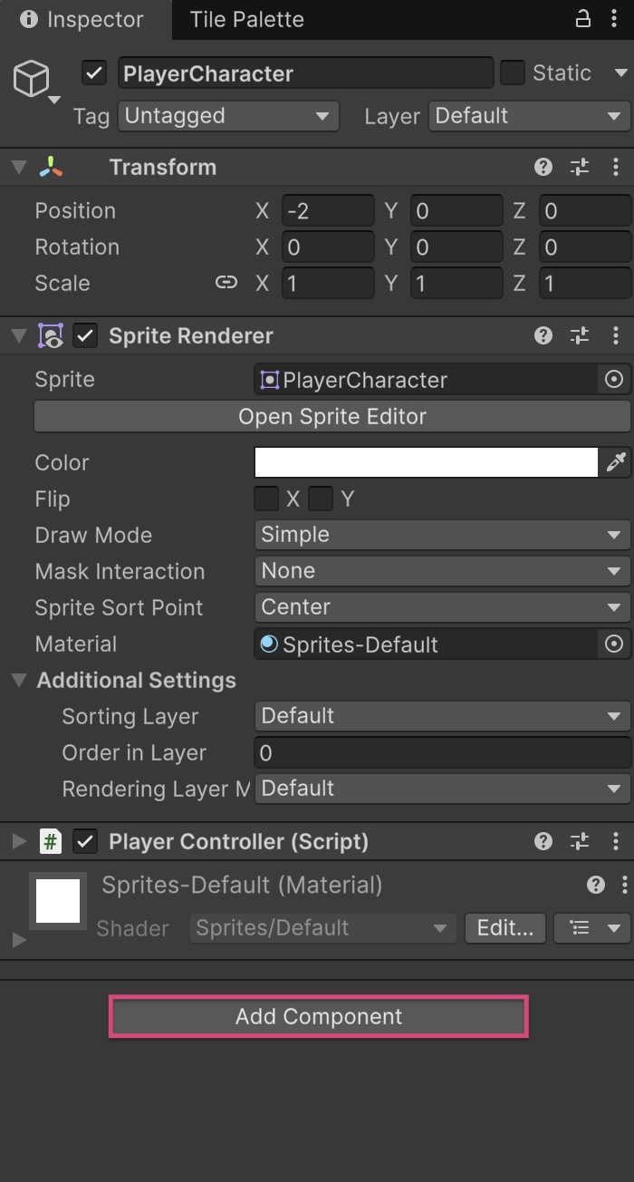 Set up a 2D player character - Unity Learn